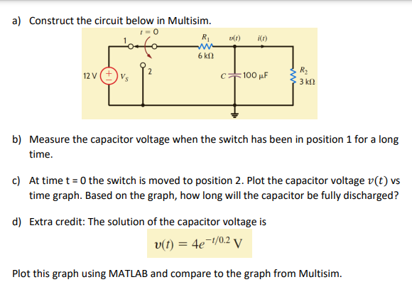 Solved a) Construct the circuit below in Multisim. b) | Chegg.com