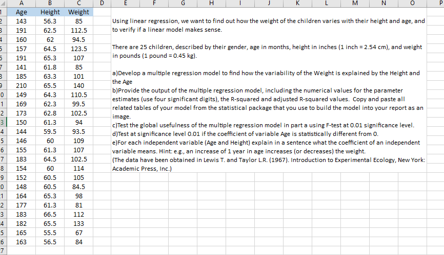 Solved D F G H I J K L M N O р nim Using linear regression, | Chegg.com