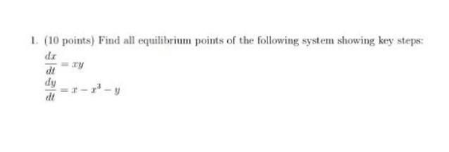 Solved Find all equilibrium points of the following | Chegg.com