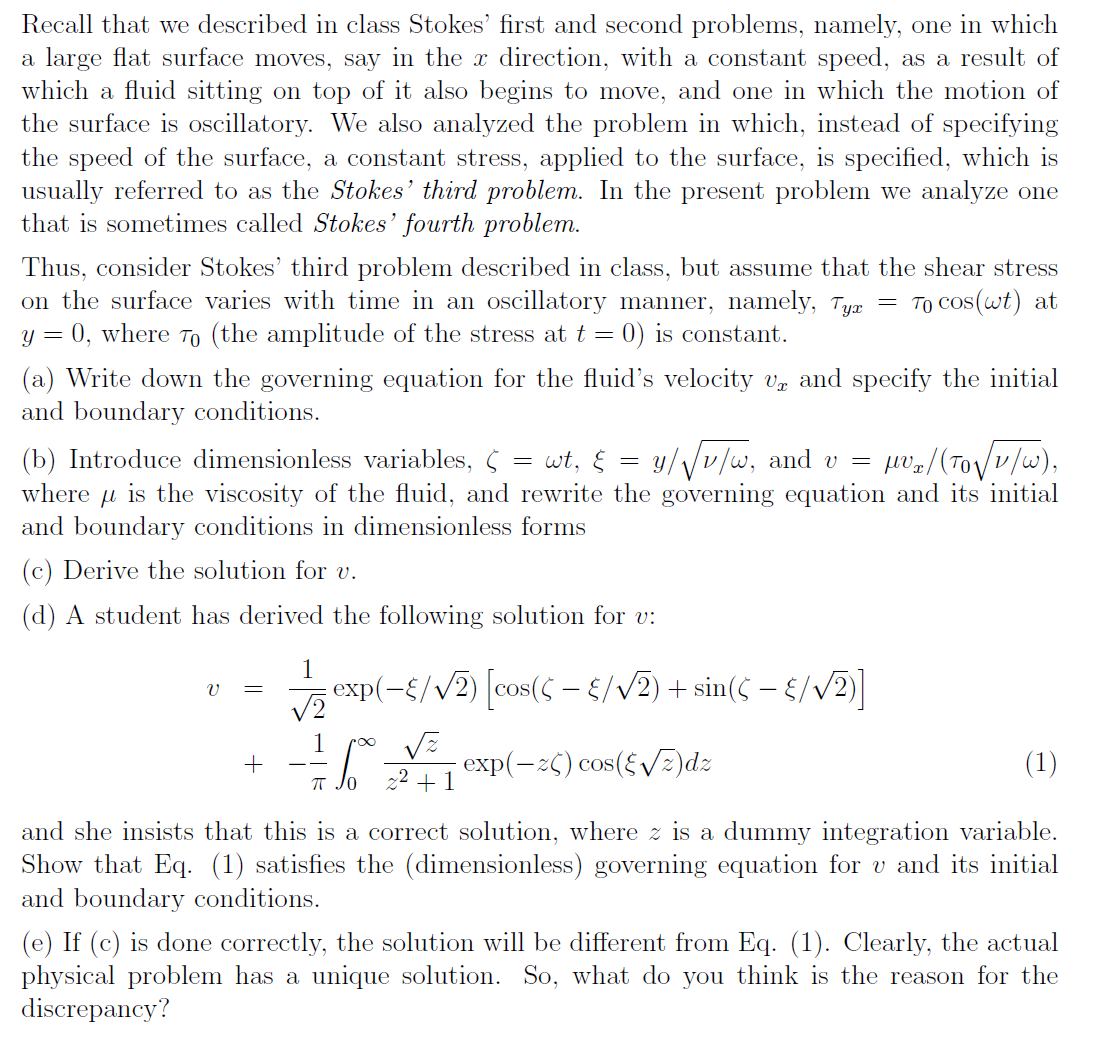 Solved Recall that we described in class Stokes' first and | Chegg.com
