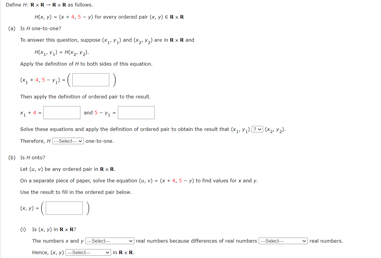 Solved Define H:R×R→R×R as follows. H(x,y)=(x+4,5−y) for | Chegg.com