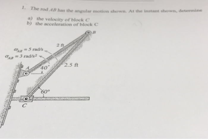 Solved The rod AB has the angular motion shown. At the | Chegg.com