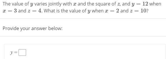 Solved The value of y varies jointly with x and the square | Chegg.com