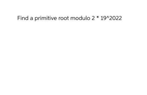 Solved Find a primitive root modulo 2* 19-2022 | Chegg.com