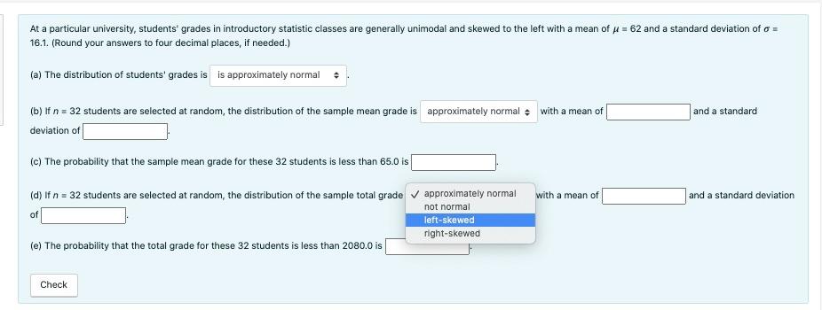 Solved At a particular university, students' grades in | Chegg.com
