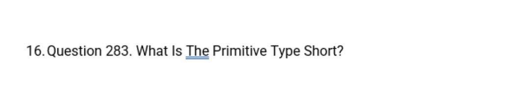Solved 16. Question 283. What Is The Primitive Type Short? | Chegg.com