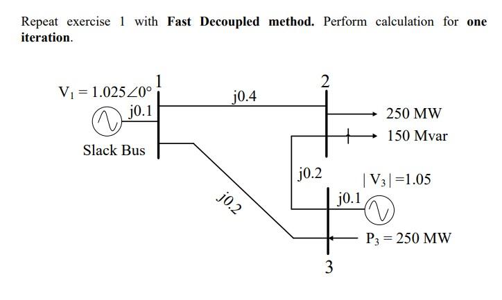 Solved Repeat exercise 1 with Fast Decoupled method. Perform | Chegg.com