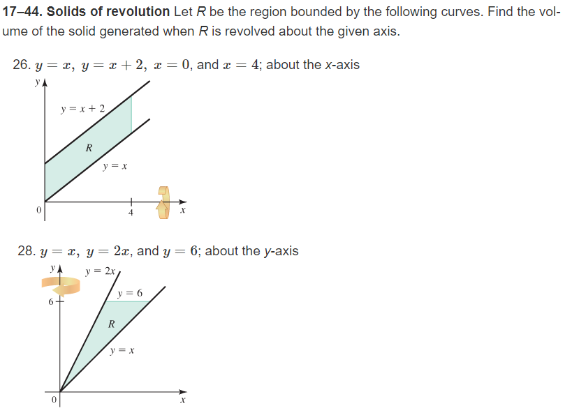 Solved 17–44. Solids of revolution Let R be the region | Chegg.com