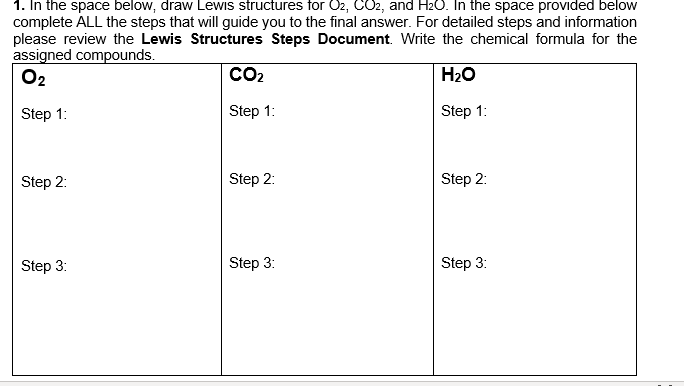 Solved 1. In the space below, draw Lewis structures for O2, | Chegg.com