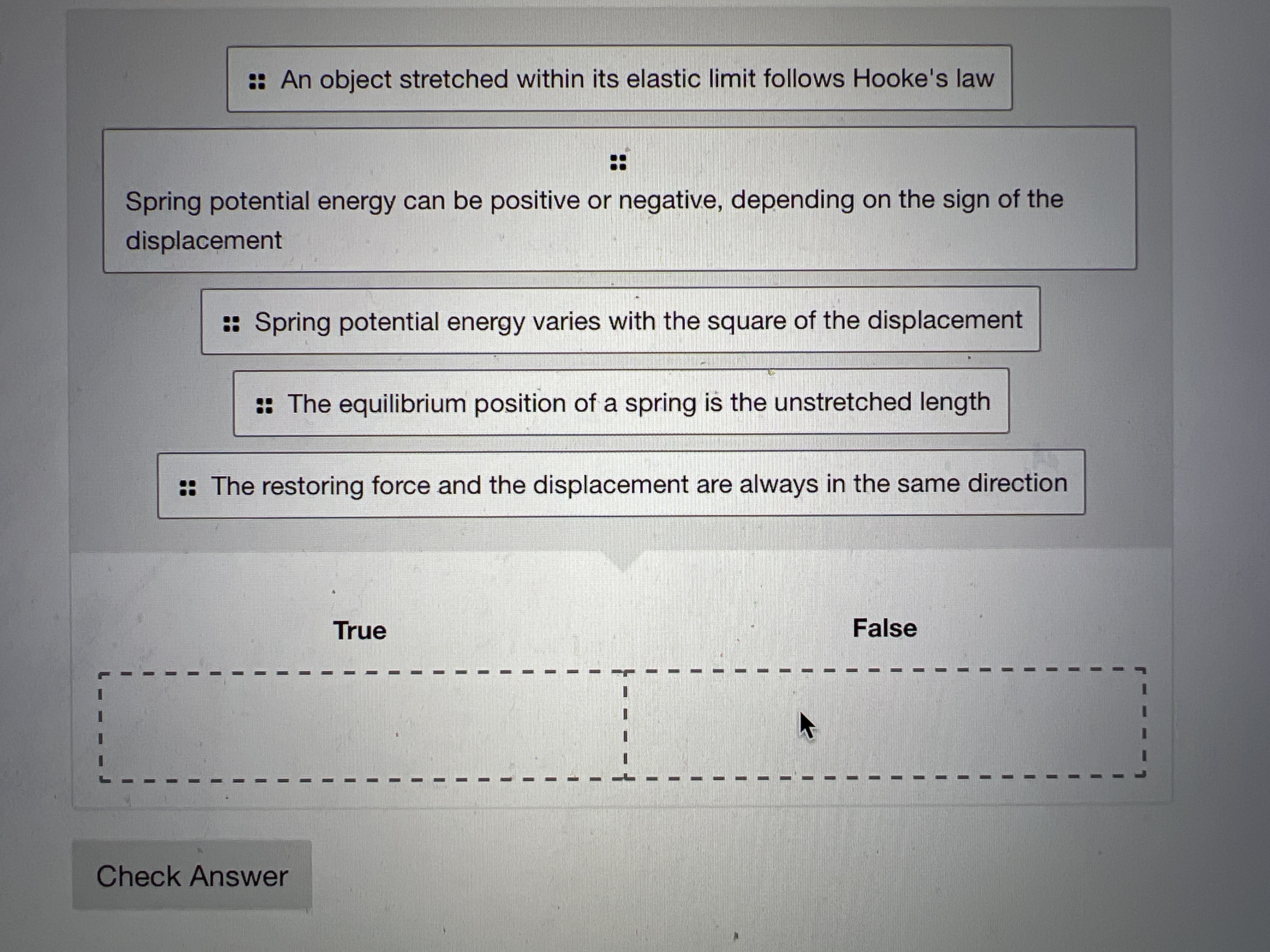 Solved An object stretched within its elastic limit follows | Chegg.com