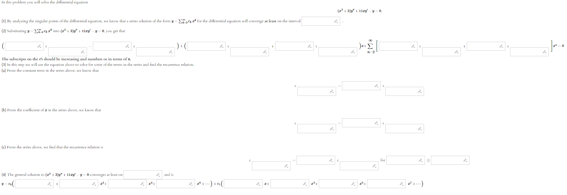 Solved The subscripts on the c 's should be increasing and | Chegg.com