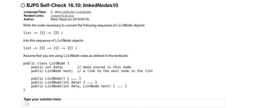 Solved The answer is not like this ListNode node3 = new | Chegg.com