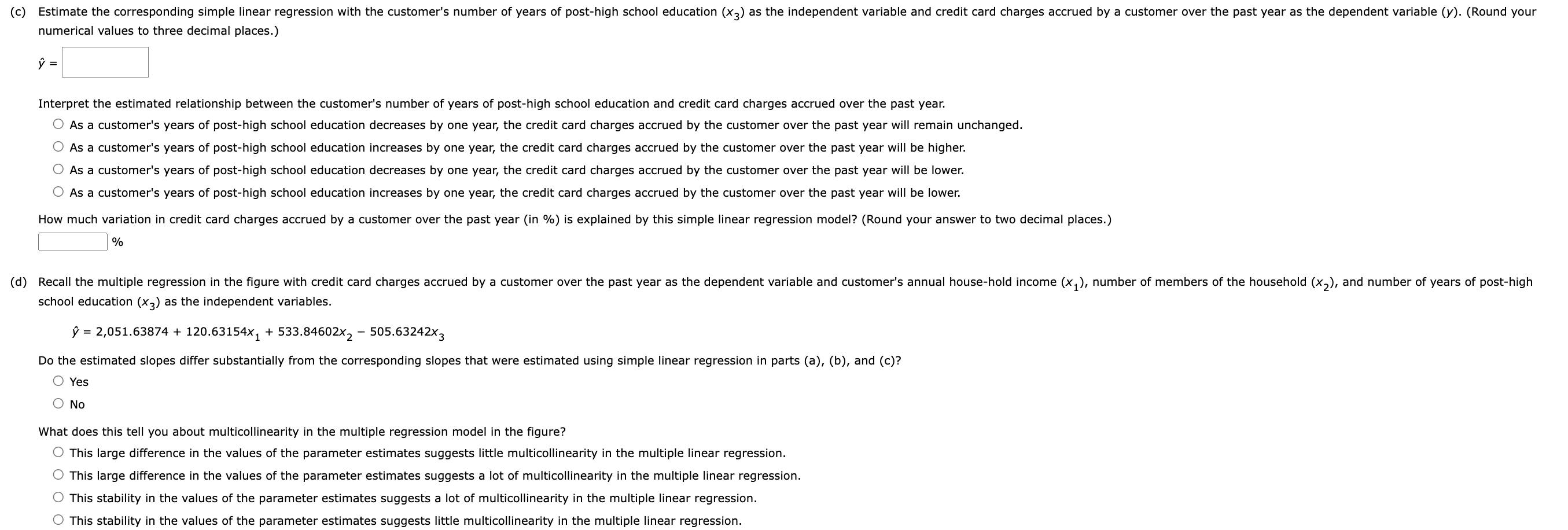 education (x3). The figure provides Excel output for | Chegg.com