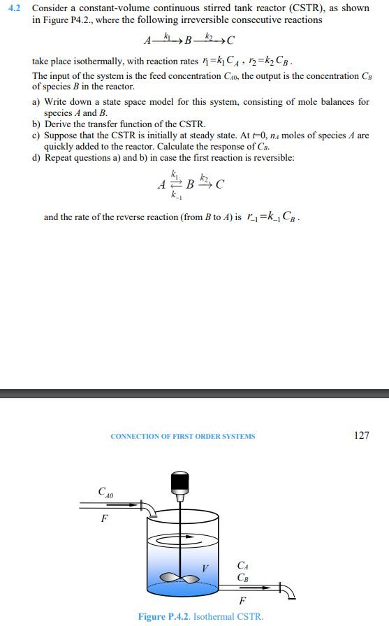 Consider a constant-volume continuous stirred tank | Chegg.com
