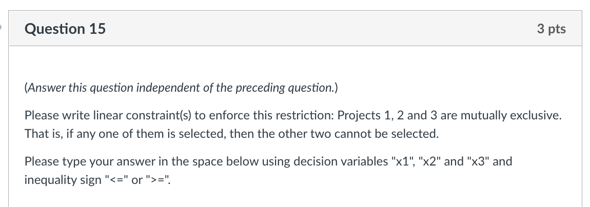 Solved Problem Statement: Project Selection (and Binary | Chegg.com