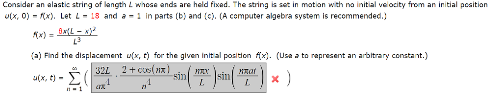 Solved Consider an elastic string of length L whose ends are | Chegg.com