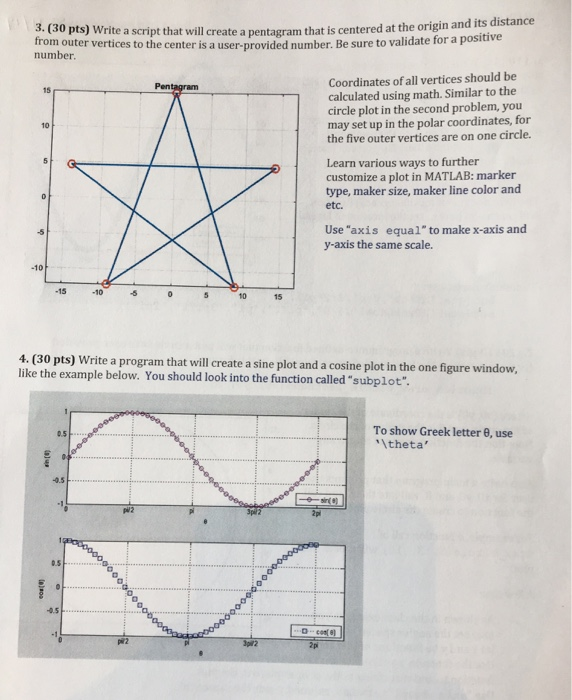 Solved 3. (30 pts) Write a script that will create a | Chegg.com