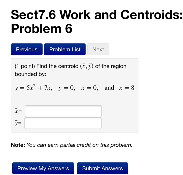 Solved Sect7.4 Arc Length: Problem 1 Previous Problem List | Chegg.com