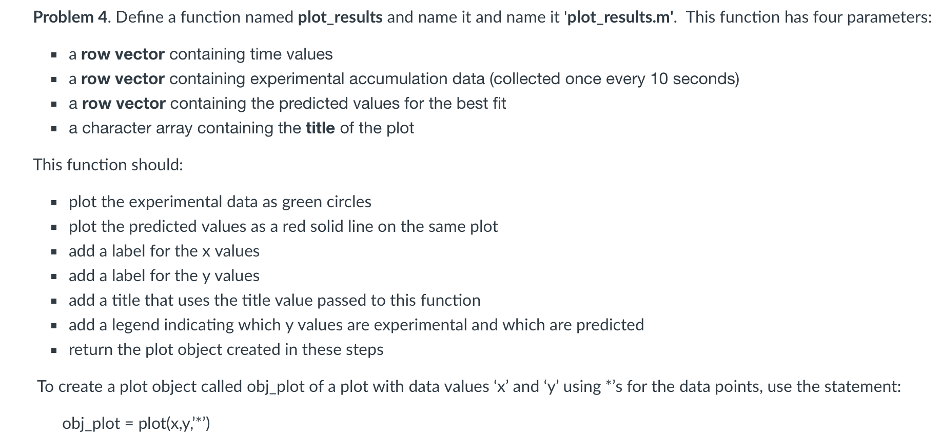 Solved Problem 4. Define a function named plot_results and | Chegg.com