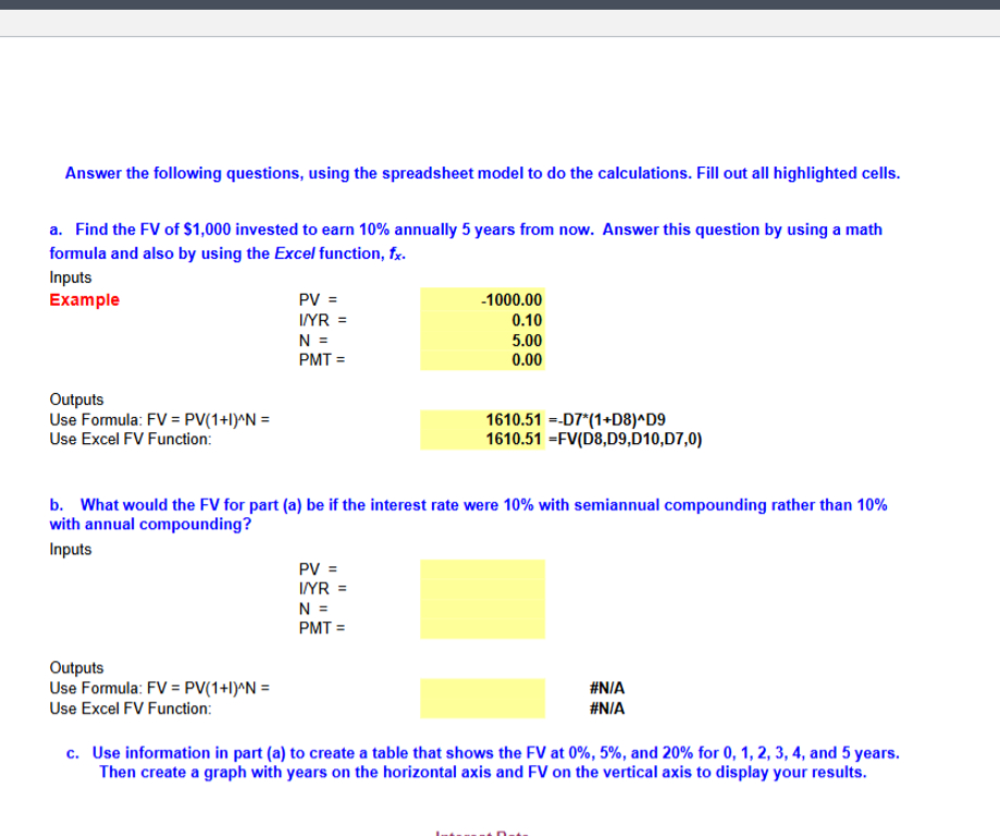 Solved Answer the following questions, using the spreadsheet | Chegg.com