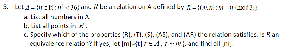 Solved 5. Let A={n∈N:n2
