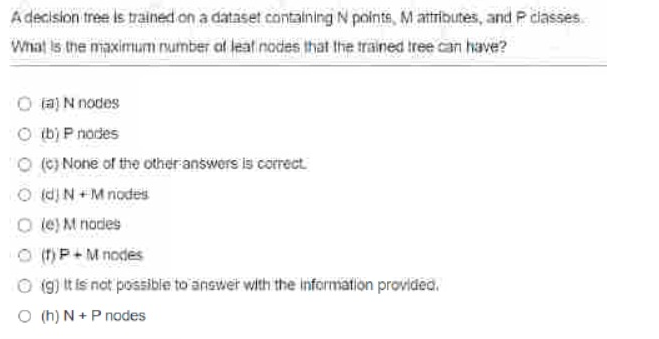 Solved A decision tree is trained on a dataset containing N | Chegg.com