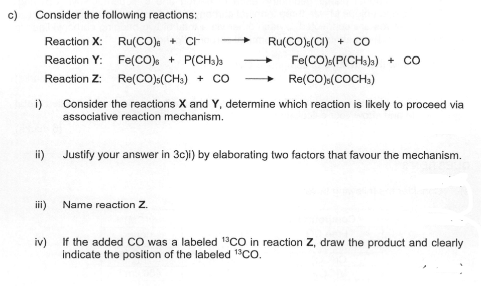 Solved c) Consider the following reactions: Reaction X: | Chegg.com