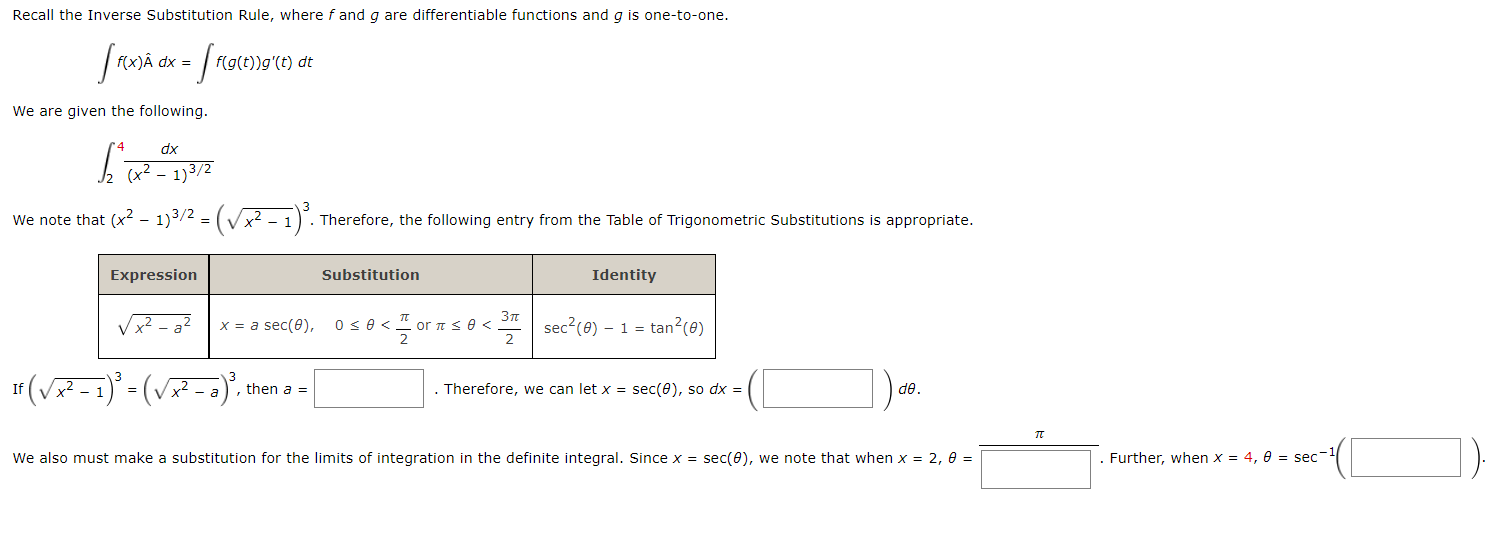 Solved Recall the Inverse Substitution Rule, where f and g | Chegg.com