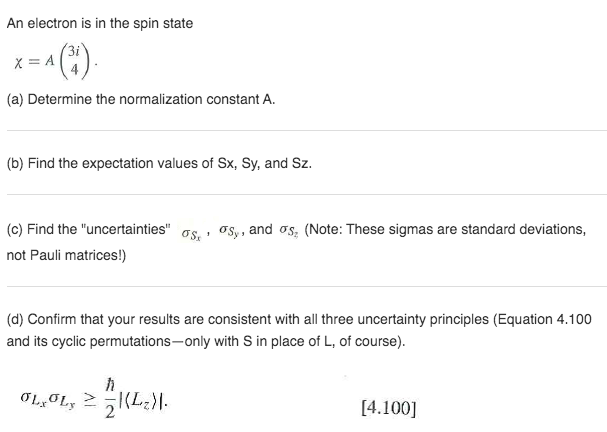 Solved An Electron Is In The Spin State A Determine The