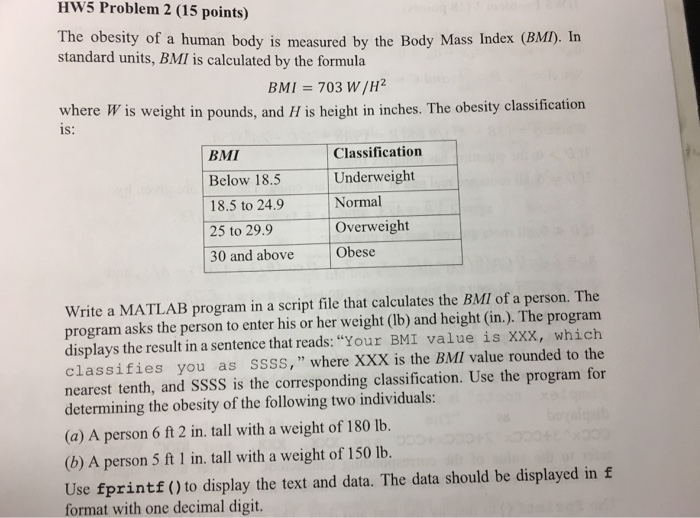 Solved The obesity of a human body is measured by the Body | Chegg.com