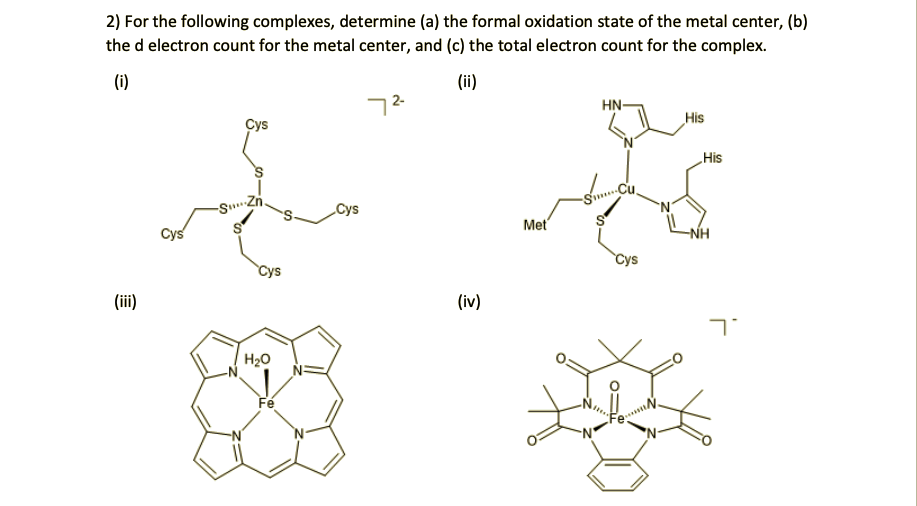 Solved 2) For the following complexes, determine (a) the | Chegg.com