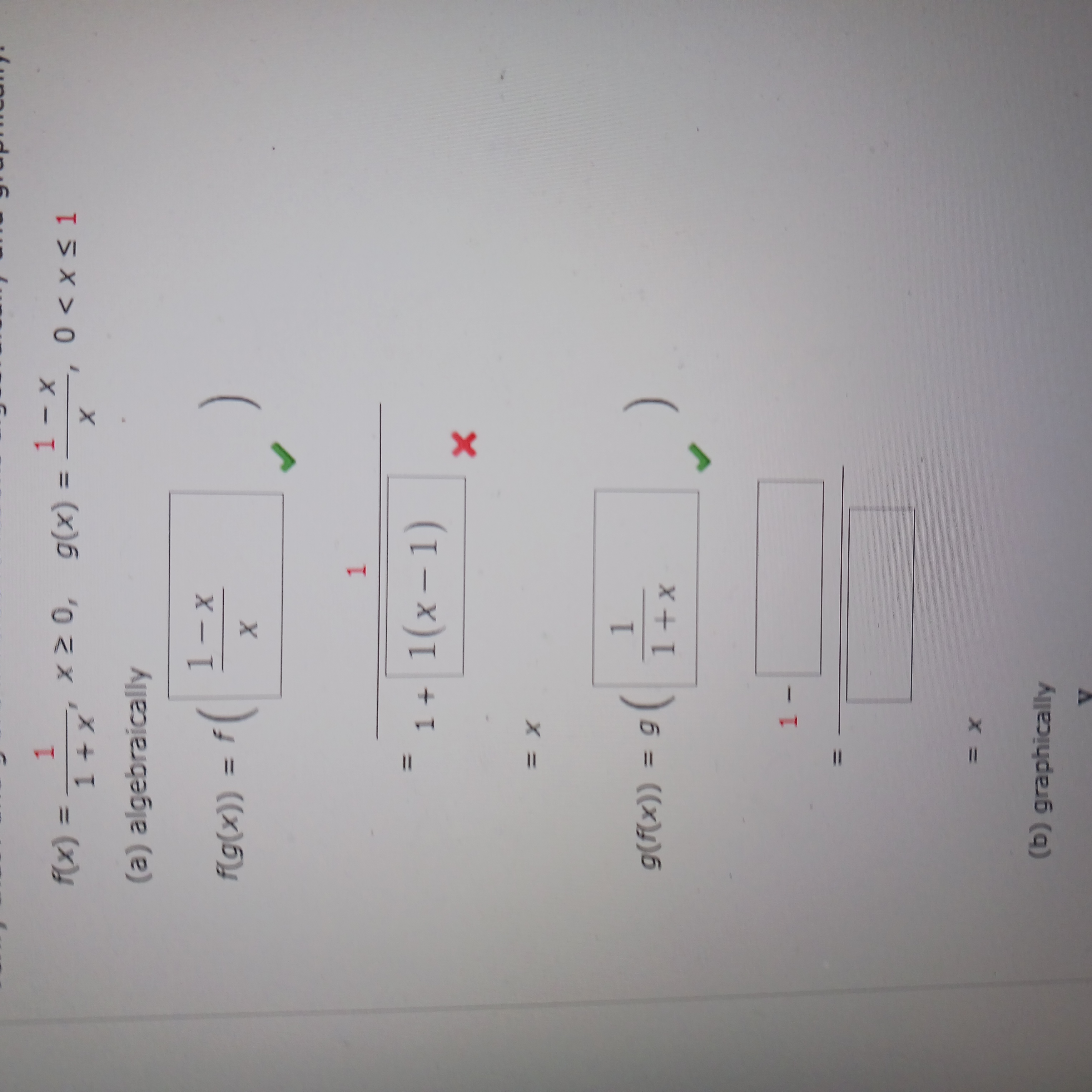 Solved f(x)=1+x1,x≥0,g(x)=x1−x,0 | Chegg.com
