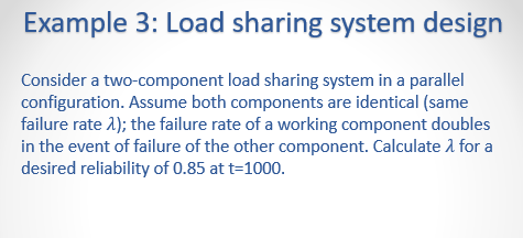 Solved Example 3: Load sharing system design Consider a | Chegg.com