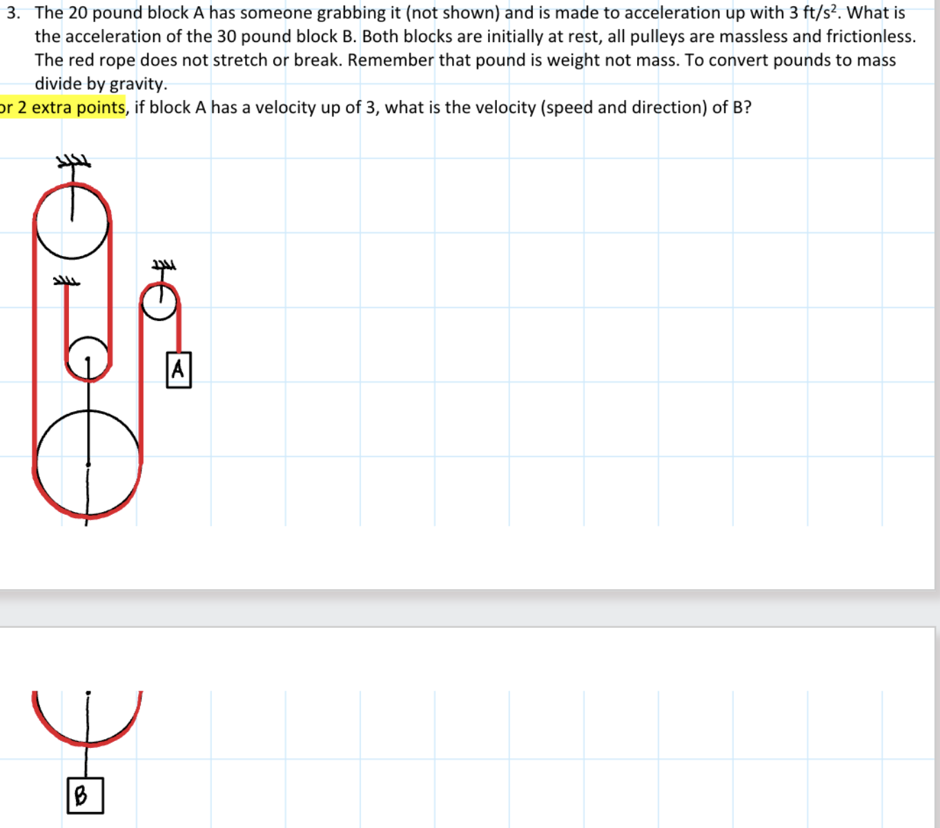 Solved The 20 ﻿pound block A has someone grabbing it (not | Chegg.com