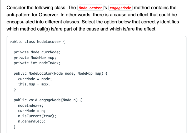 Solved Consider the following class. The NodeLocater 's | Chegg.com