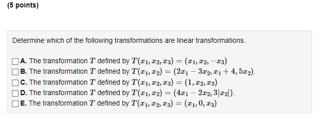 Solved Determine which of the following transformations are | Chegg.com