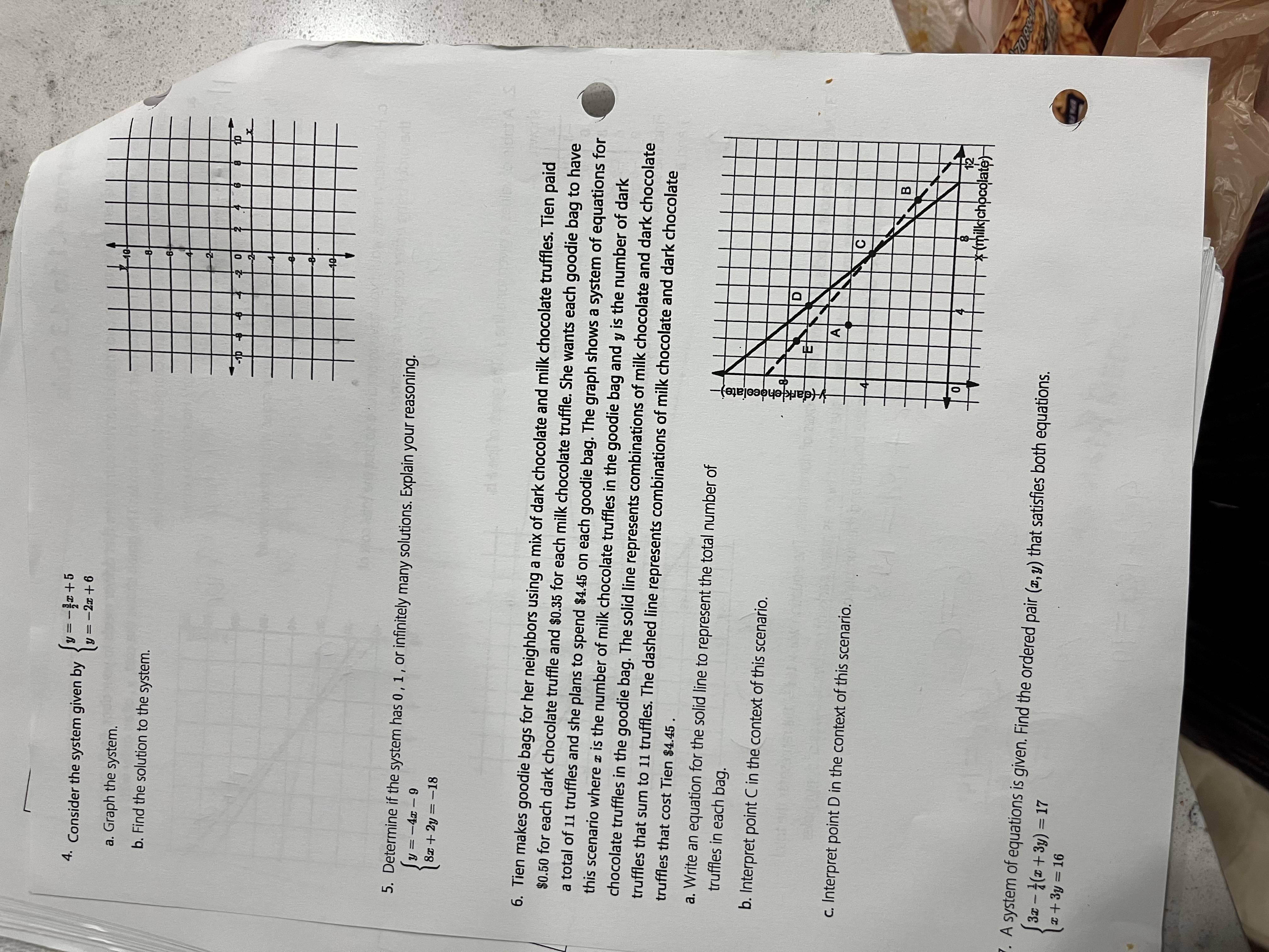 Solved 4. Consider the system given by {y=−28x+5y=−2x+6 a. | Chegg.com