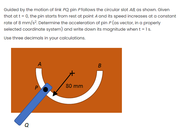 Solved Guided by the motion of link PQ, pin Pfollows the | Chegg.com