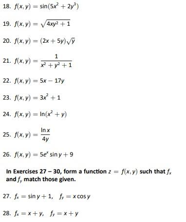 Solved In Exercises 9−26, find fx,fy,fxx,fyy,fxy and fyx.18. | Chegg.com