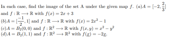 Solved In each case, find the image of the set A under the | Chegg.com