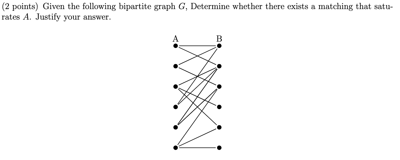 (2 points) Given the following bipartite graph G, | Chegg.com