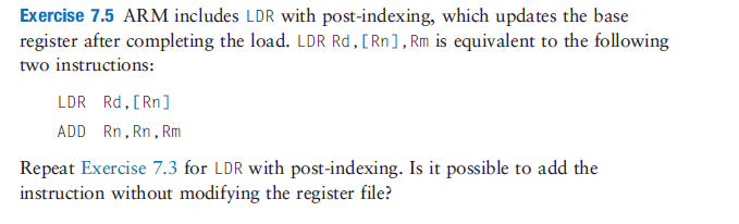 Exercise 7.5 ARM includes LDR with post-indexing, | Chegg.com