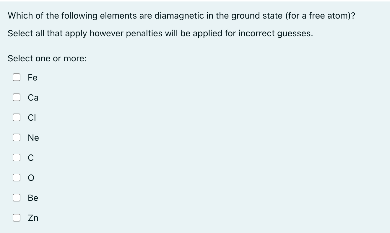 Solved Which of the following elements are diamagnetic in | Chegg.com