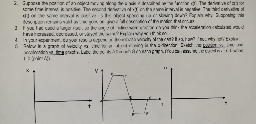 Solved 2. Suppose the position of an object moving along the | Chegg.com