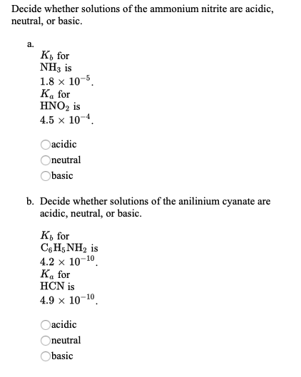 Solved For each of the following salts, indicate whether the | Chegg.com