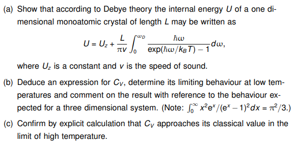Solved (a) Show that according to Debye theory the internal | Chegg.com