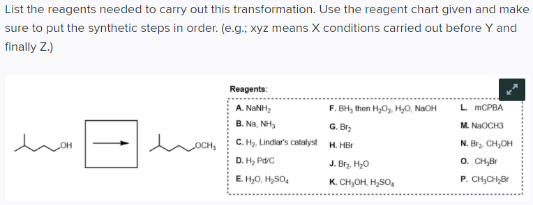 Solved List the reagents needed to carry out this | Chegg.com