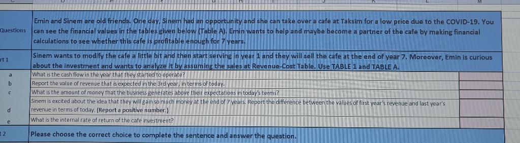 TABLE A Use the provided data in this model to answer | Chegg.com