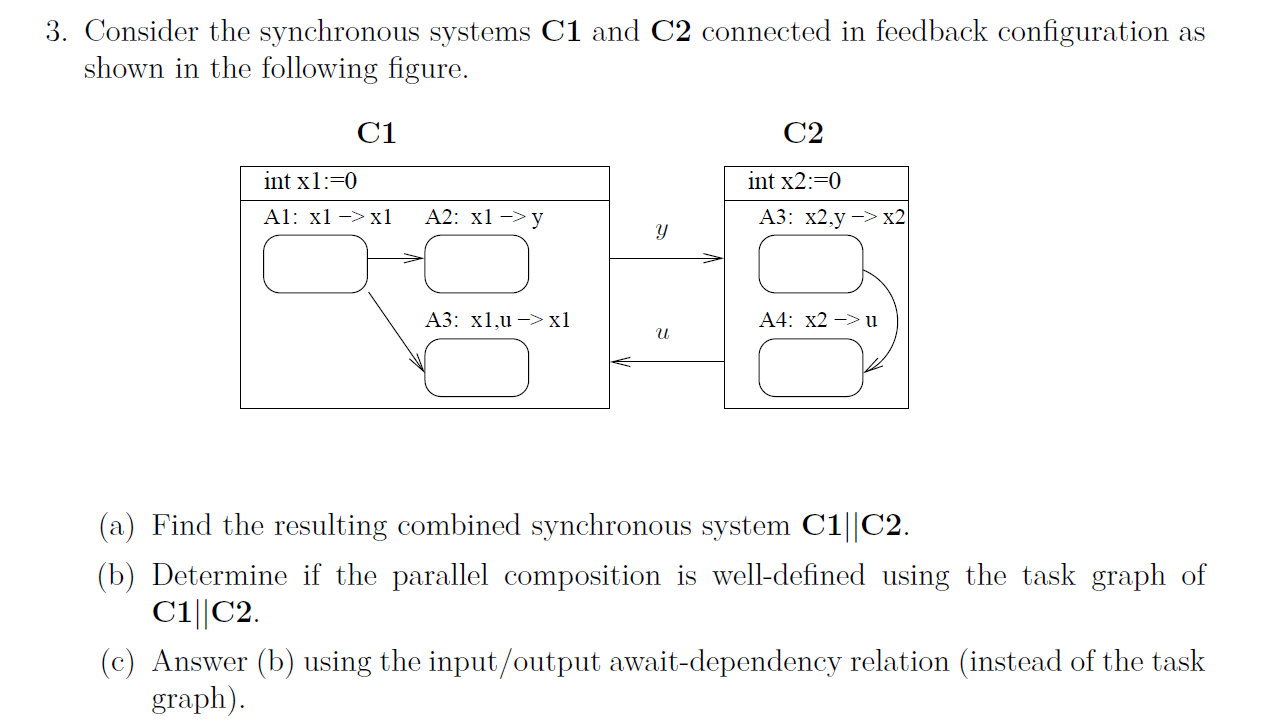3. Consider the synchronous systems C1 and C2 | Chegg.com