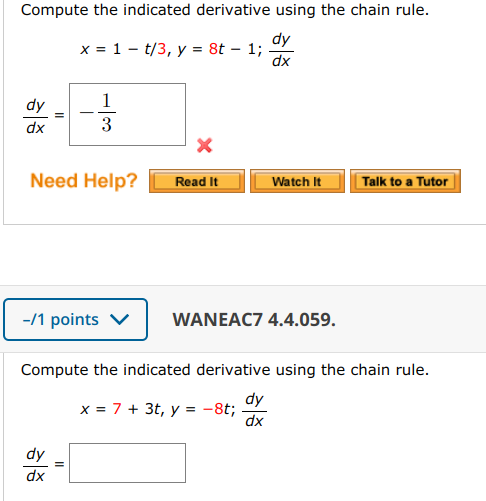 Solved Compute the indicated derivative using the chain | Chegg.com